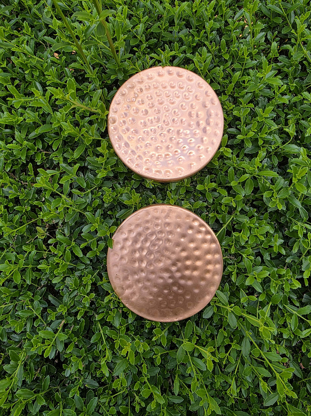 Dimple Copper Coaster with Wooden Backing – Just Copper
